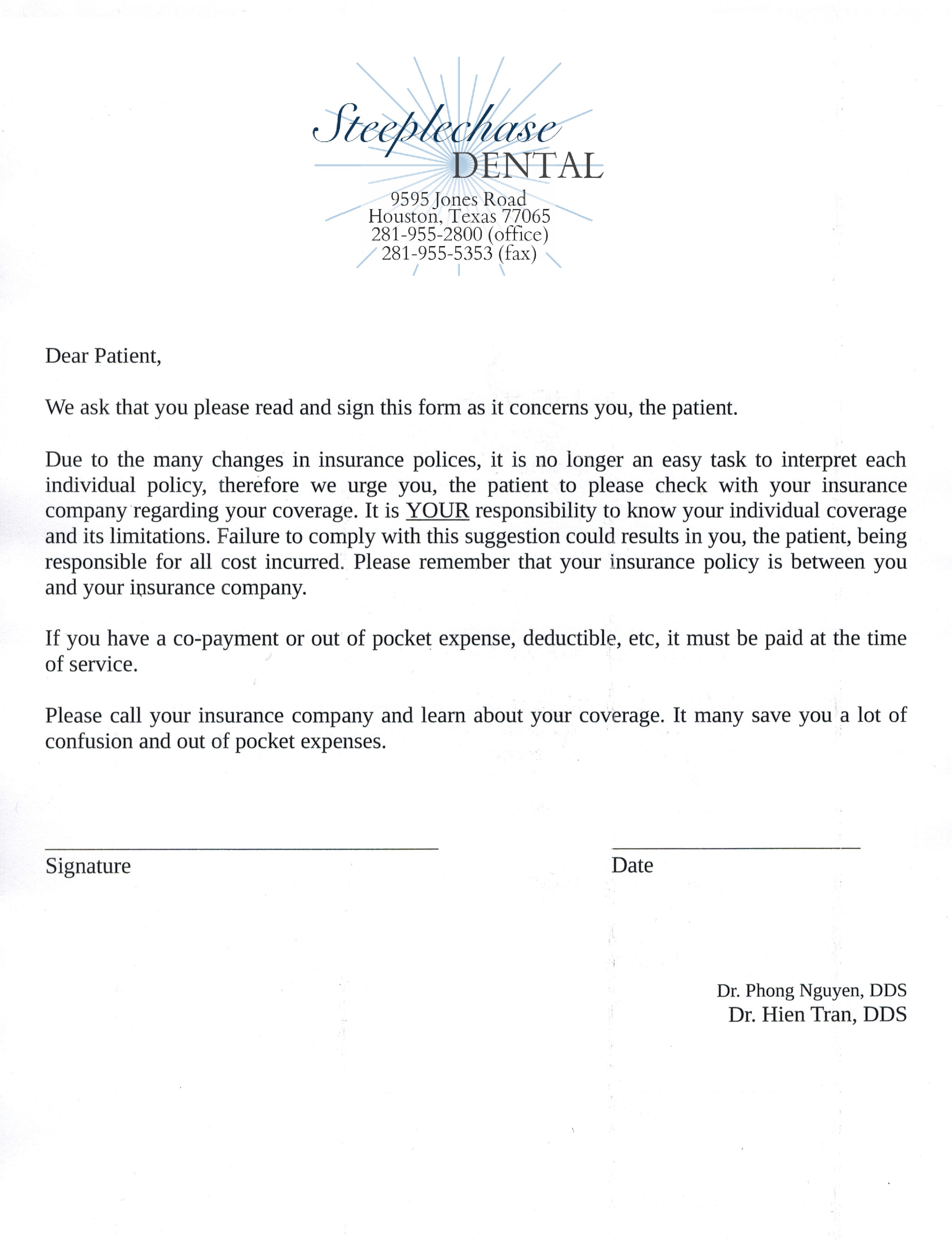 New Patient Forms | Steeplechase Dental